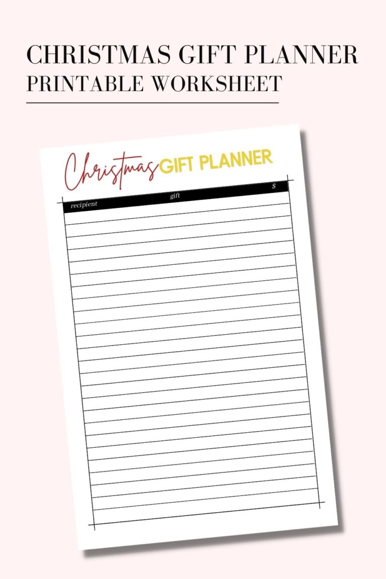 FREE Christmas Gift Planning Worksheet Printable for 2021 (PDF)