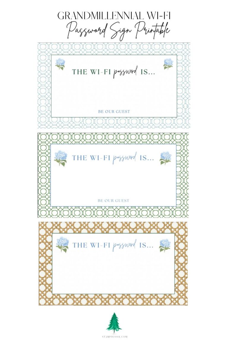 Guest Room Checklist & Grandmillennial Wifi Password Signs
