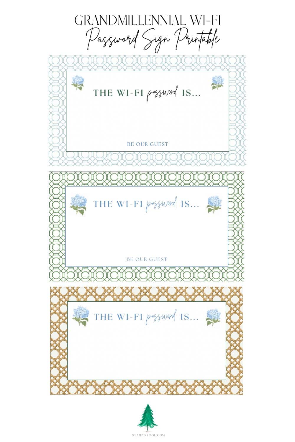 Guest Room Checklist & Grandmillennial Wifi Password Signs