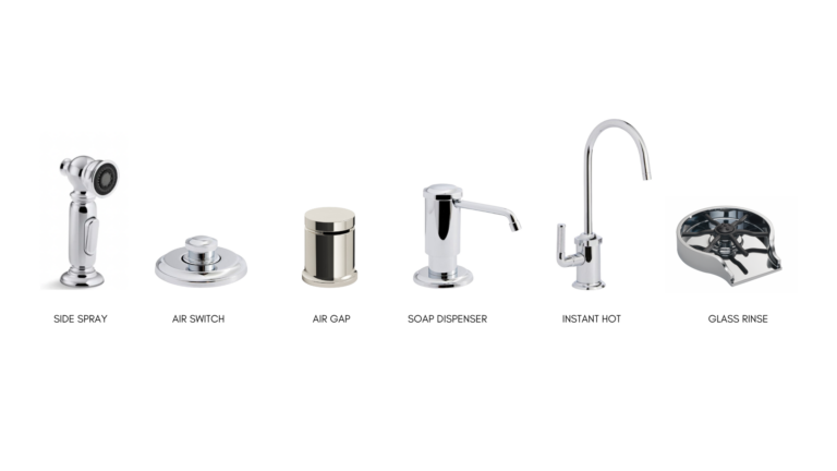 Standard Kitchen Faucet Spacing with Accessories + Diagram